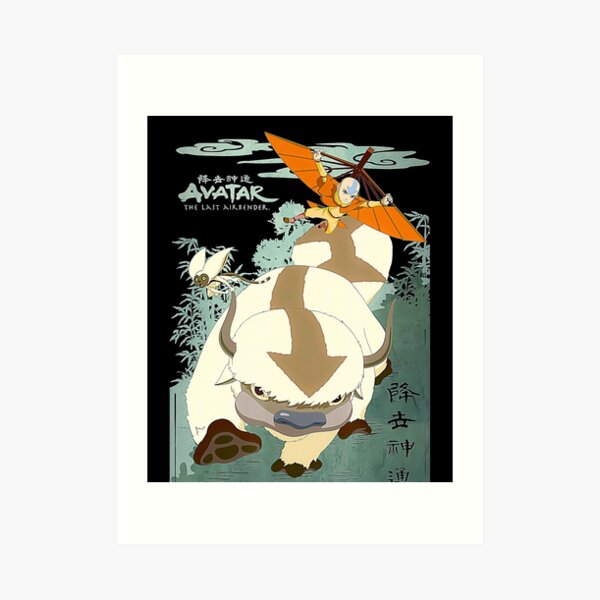"Avatar The Last Airbender Appa Momo Aang In Flight" Art Print for Sale ...