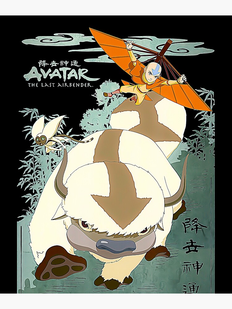 "Avatar The Last Airbender Appa Momo Aang In Flight" Poster for Sale by ...