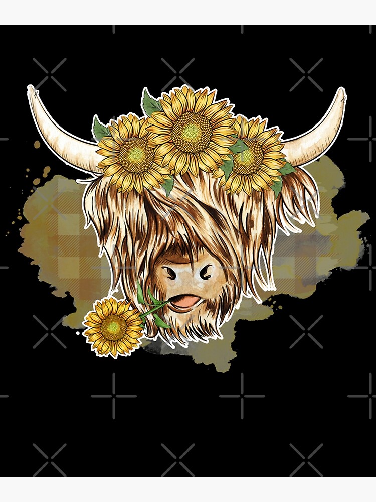 "Highland Cow and Sunflowers" Poster for Sale by erika79 | Redbubble