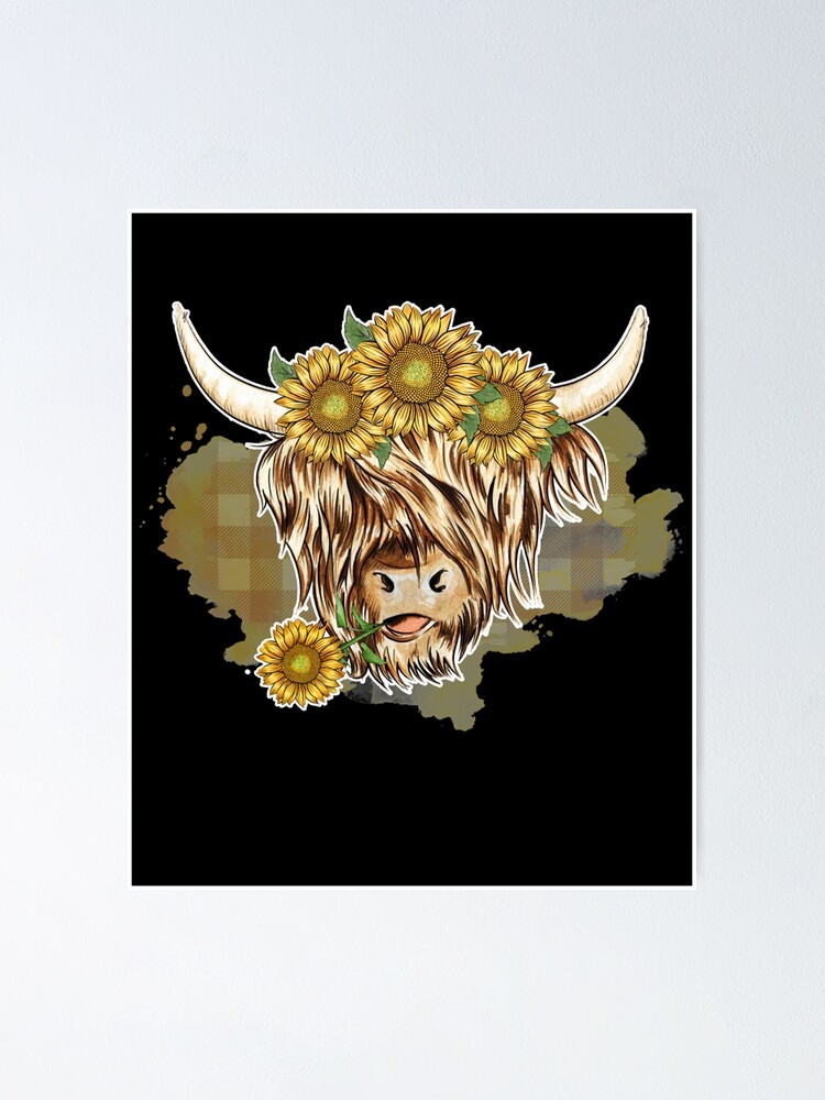 "Highland Cow and Sunflowers" Poster for Sale by erika79 | Redbubble