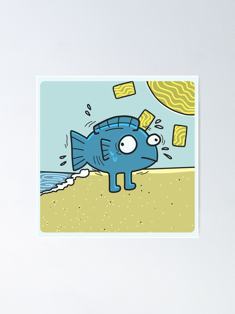 "Prehistoric Fish Anxiety" Poster for Sale by Birdgundy | Redbubble