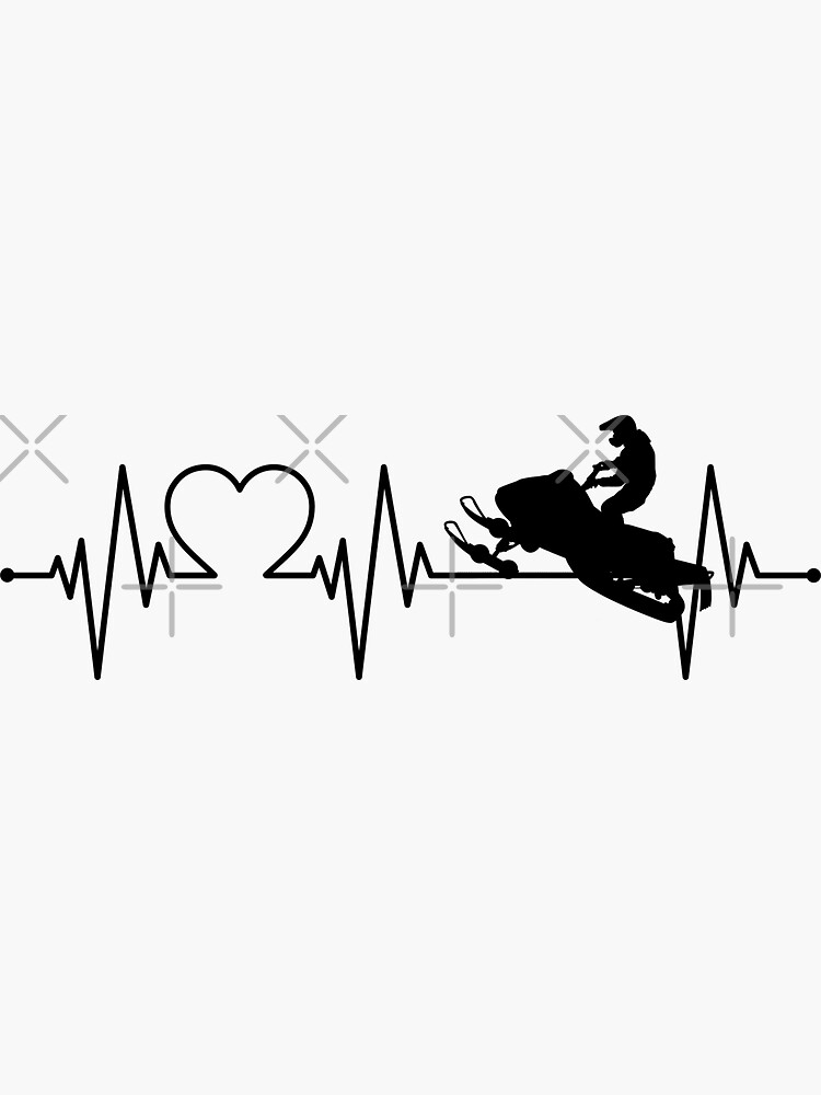 "I Love Snowmobiles Heartbeat EKG" Sticker for Sale by GreatWest ...