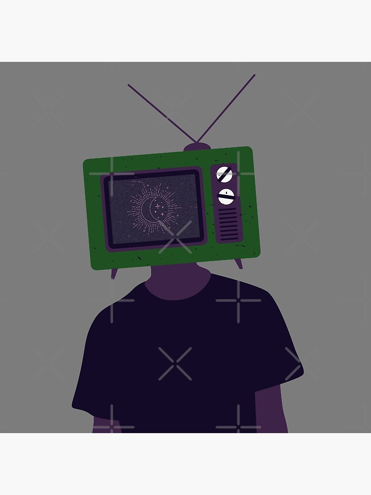 "Creepy Static TV Head Moon and Stars" Poster for Sale by seraphmars ...