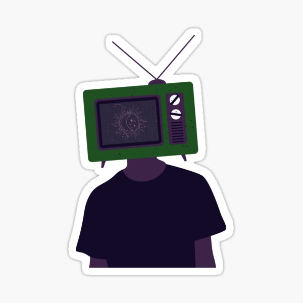 "Creepy Static TV Head Moon and Stars" Sticker for Sale by seraphmars ...