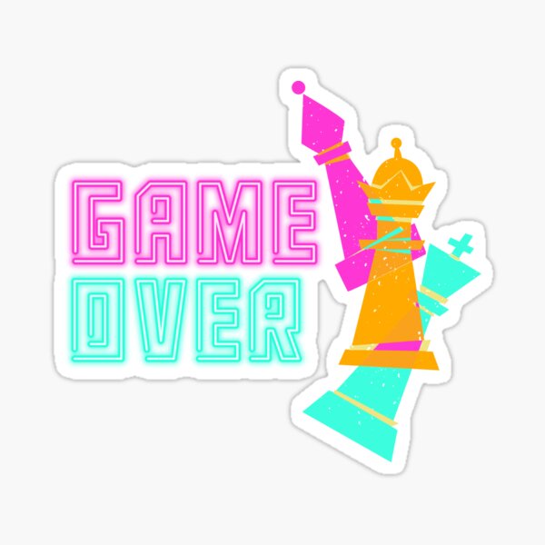 "Bright Neon Game Over Chess Pieces Design " Sticker for Sale by ...