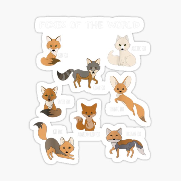"Foxes Of The World Funny Fox Animals Educational " Sticker for Sale by ...
