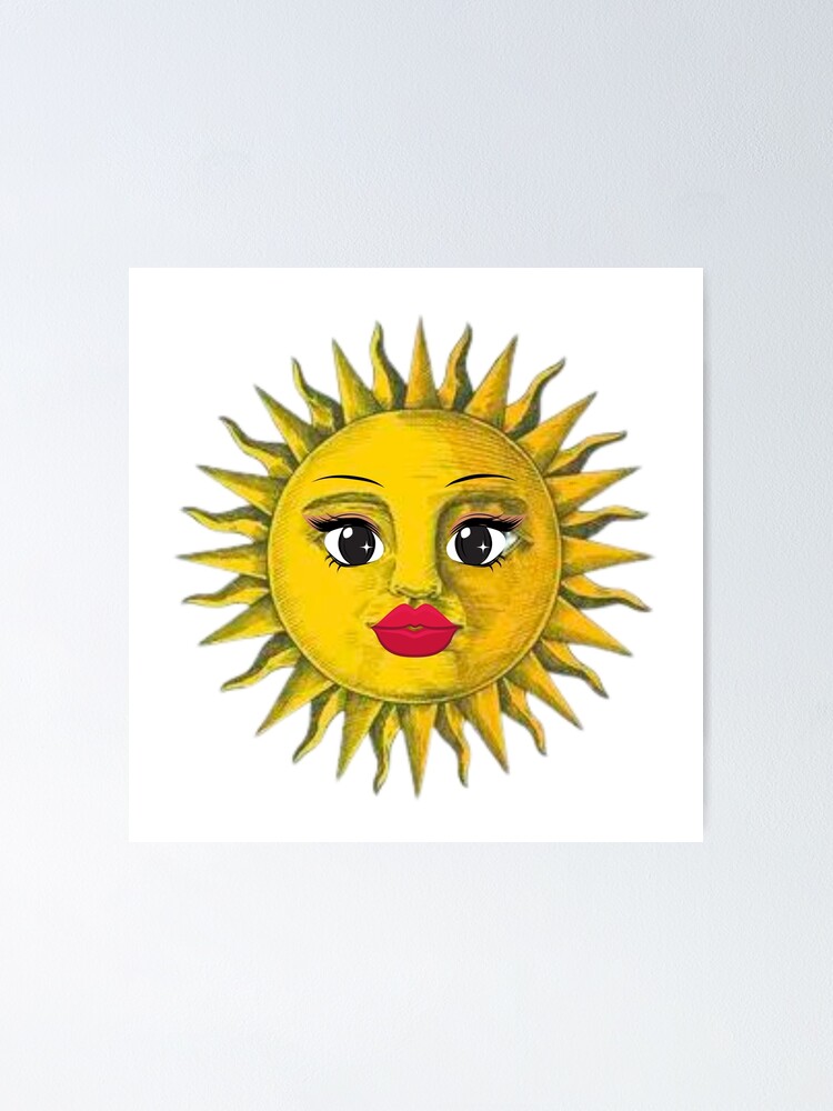 "A Vintage Retro Of A Glowing Yellow Sun With Pretty Lips / Sun Day ...