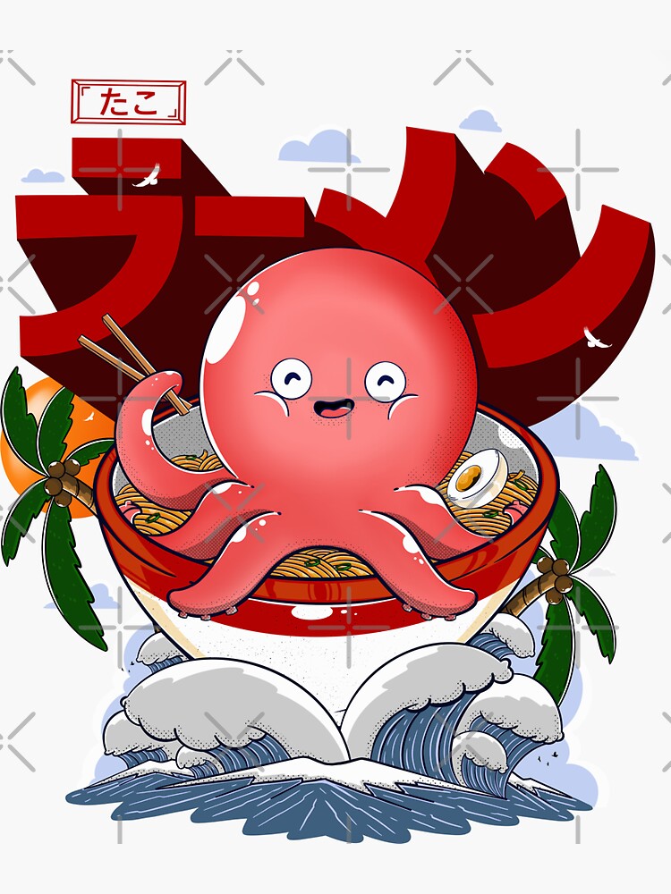 "Octo Ramen " Sticker for Sale by Artthree | Redbubble