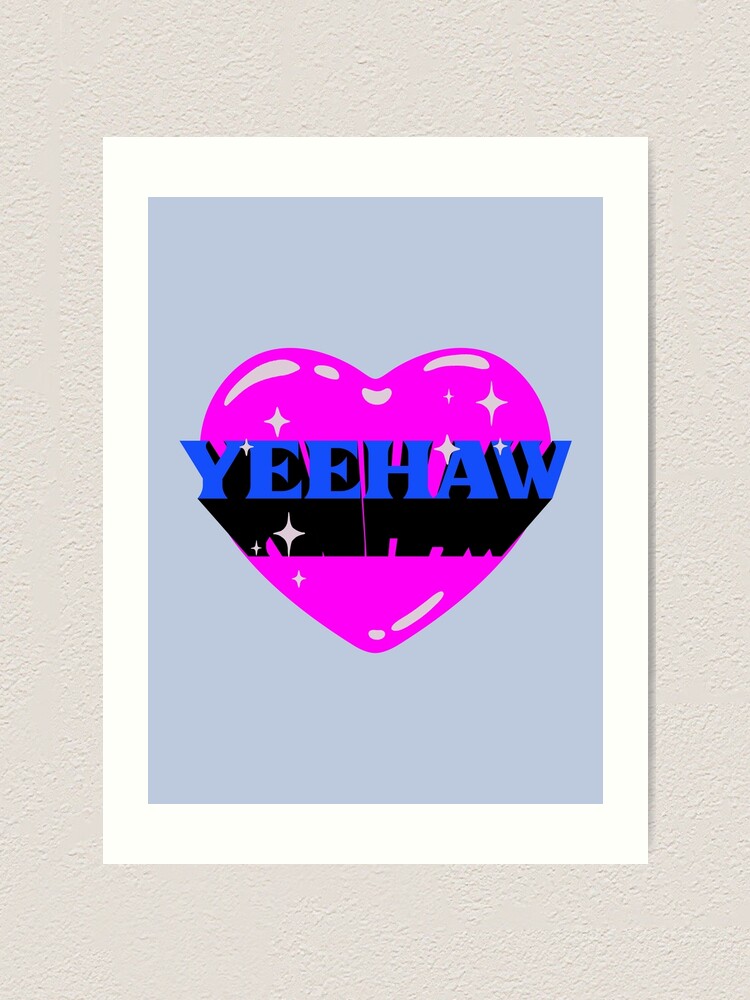 "YEEHAW | Space Blue Pink Neon Cowboy Cowgirl Heart Rodeo Love Preppy ...