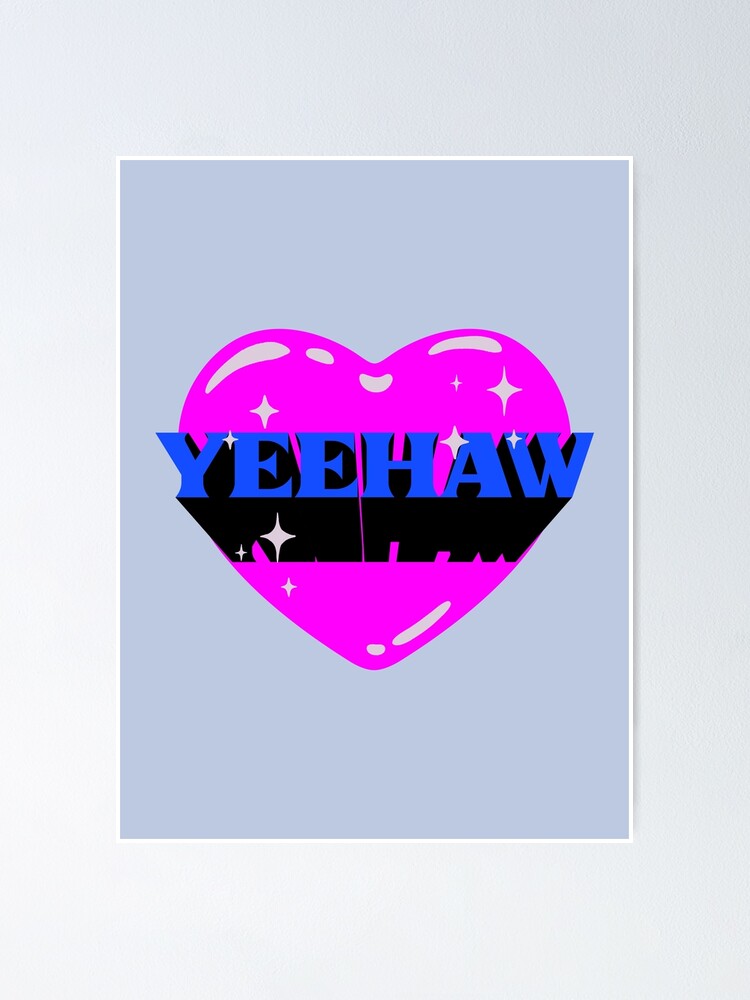 "YEEHAW | Space Blue Pink Neon Cowboy Cowgirl Heart Rodeo Love Preppy ...