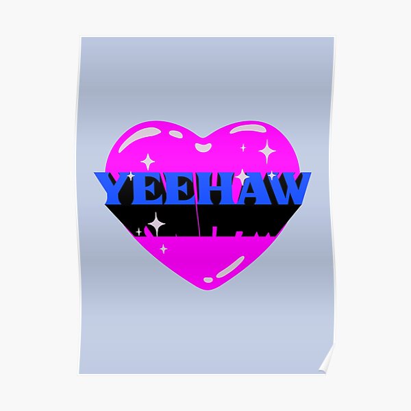 "YEEHAW | Space Blue Pink Neon Cowboy Cowgirl Heart Rodeo Love Preppy ...