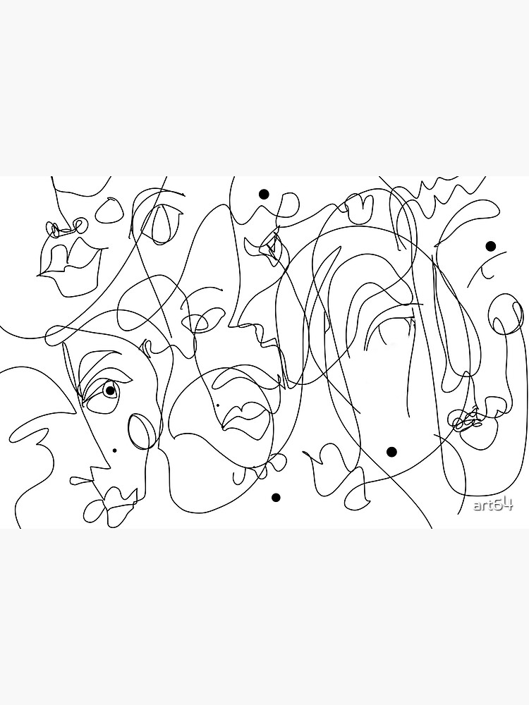 "Abstract Faces Line Drawing" Art Print for Sale by art64 | Redbubble