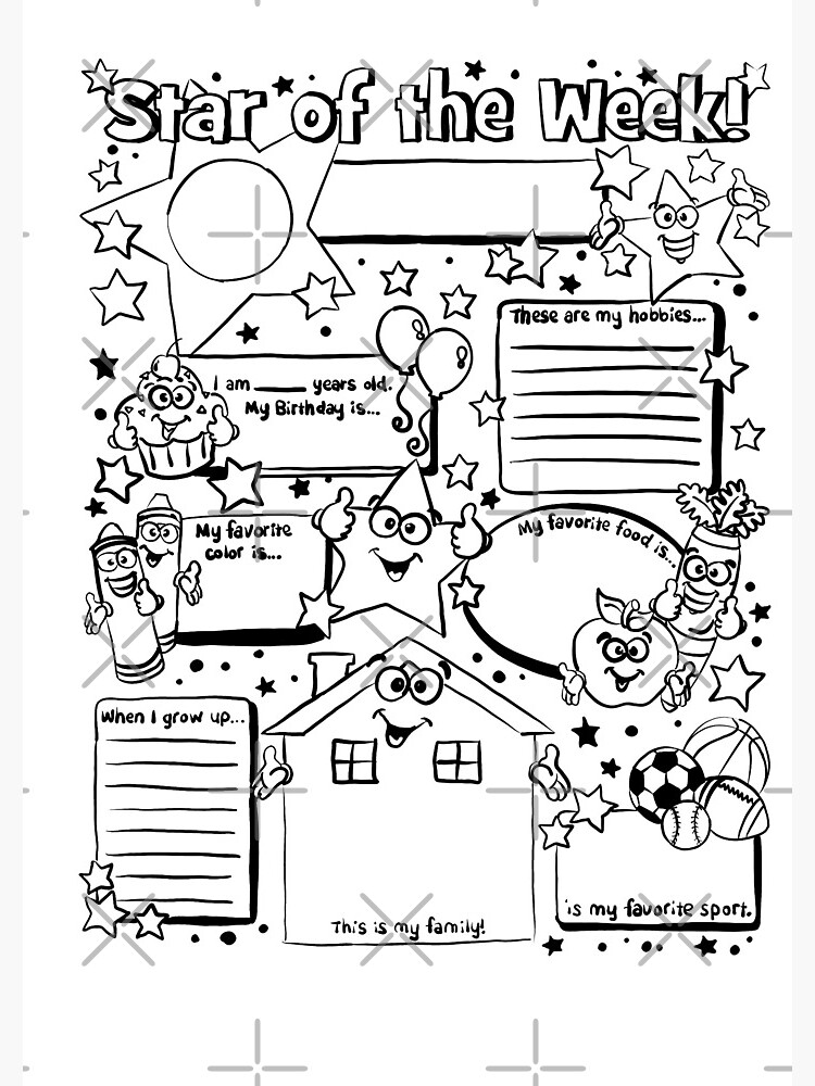 " Back To school All About Me Star of The Week Poster Color Your Own ...