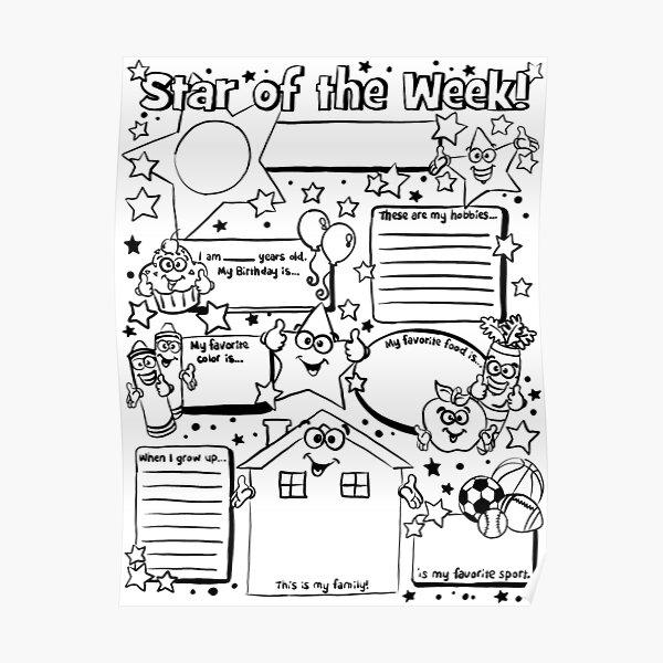 " Back To school All About Me Star of The Week Poster Color Your Own ...