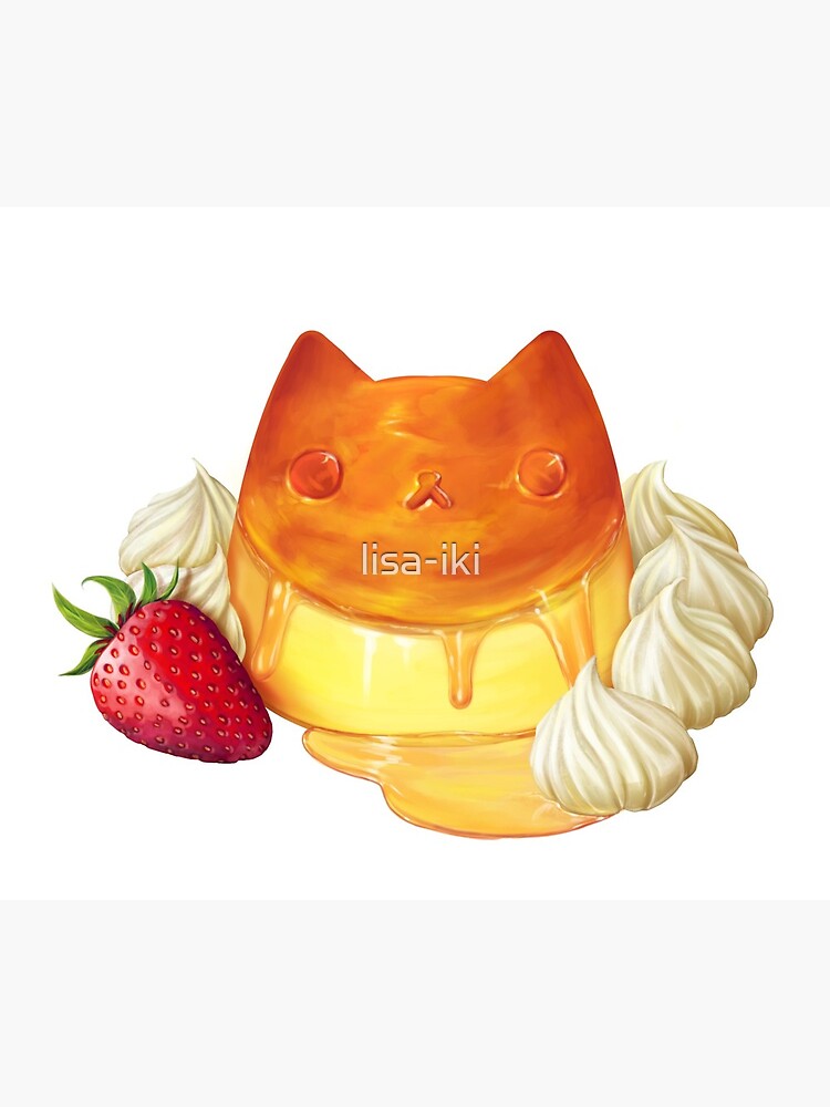 Gato Gatos Flan Kawaii Lámina Artística Con La Obra «Flan Gato
