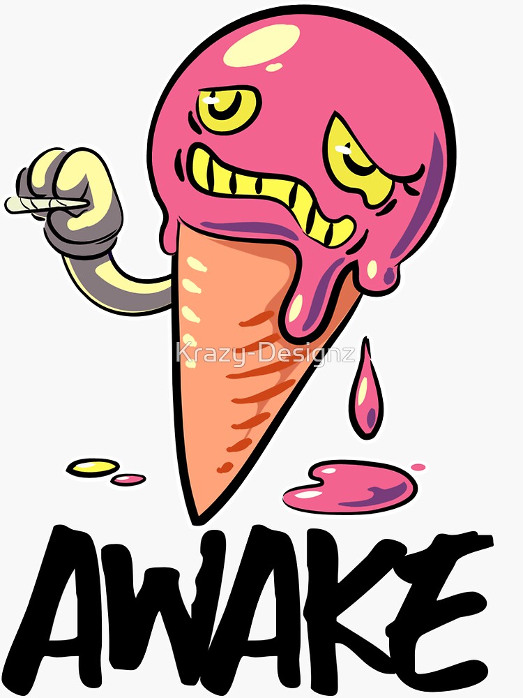 "AWAKE Ice Cream Man" Sticker for Sale by Krazy-Designz | Redbubble