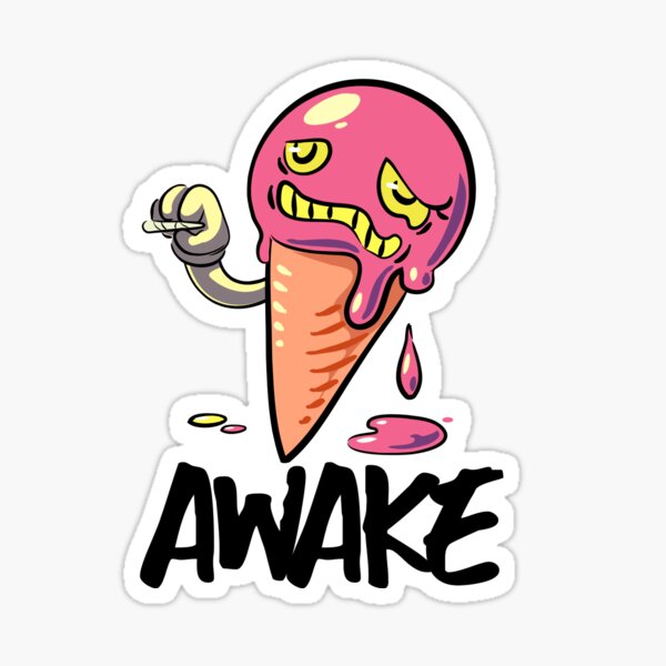 "AWAKE Ice Cream Man" Sticker for Sale by Krazy-Designz | Redbubble