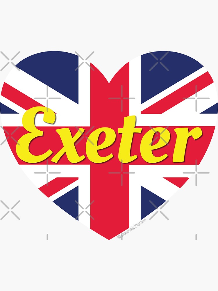 "Exeter Devon England British Union Flag Heart (White)" Sticker for ...