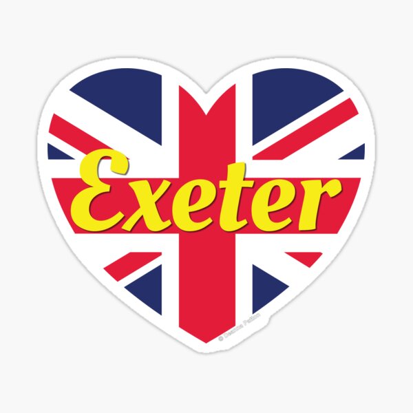 "Exeter Devon England British Union Flag Heart (White)" Sticker for ...