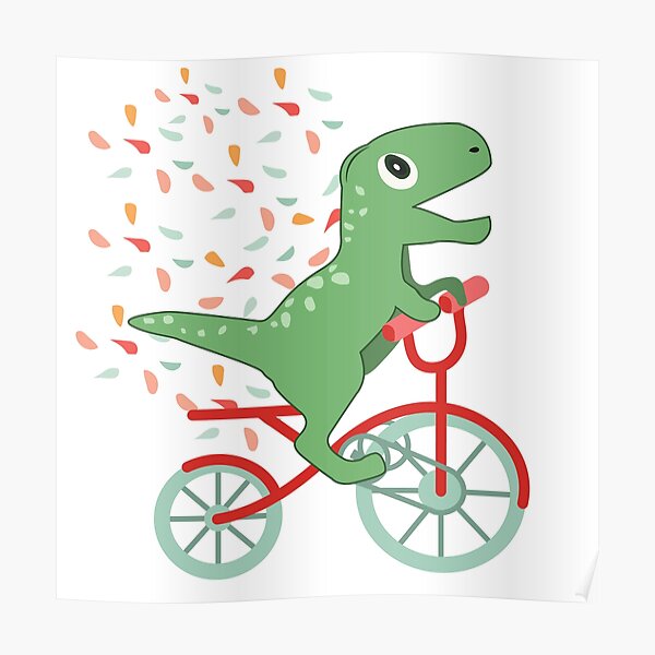 "cute dinosaur riding bicycle" Poster for Sale by arwaIB | Redbubble