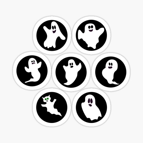 "Halloween Spooky Ghost Sticker Pack (black background)" Sticker for ...