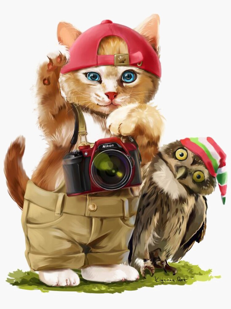 "cat friend eagle in sticker" Sticker for Sale by segartart | Redbubble