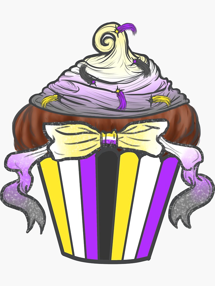 "Non-binary Pride Cupcake!" Sticker for Sale by Lxsketch | Redbubble