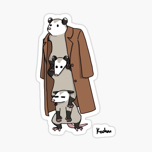 "Three opossums in a coat" Sticker for Sale by nekoch | Redbubble