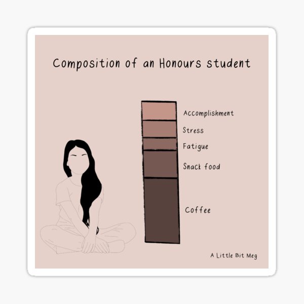 "Composition of an Honours student" Sticker for Sale by alittlebitmeg ...