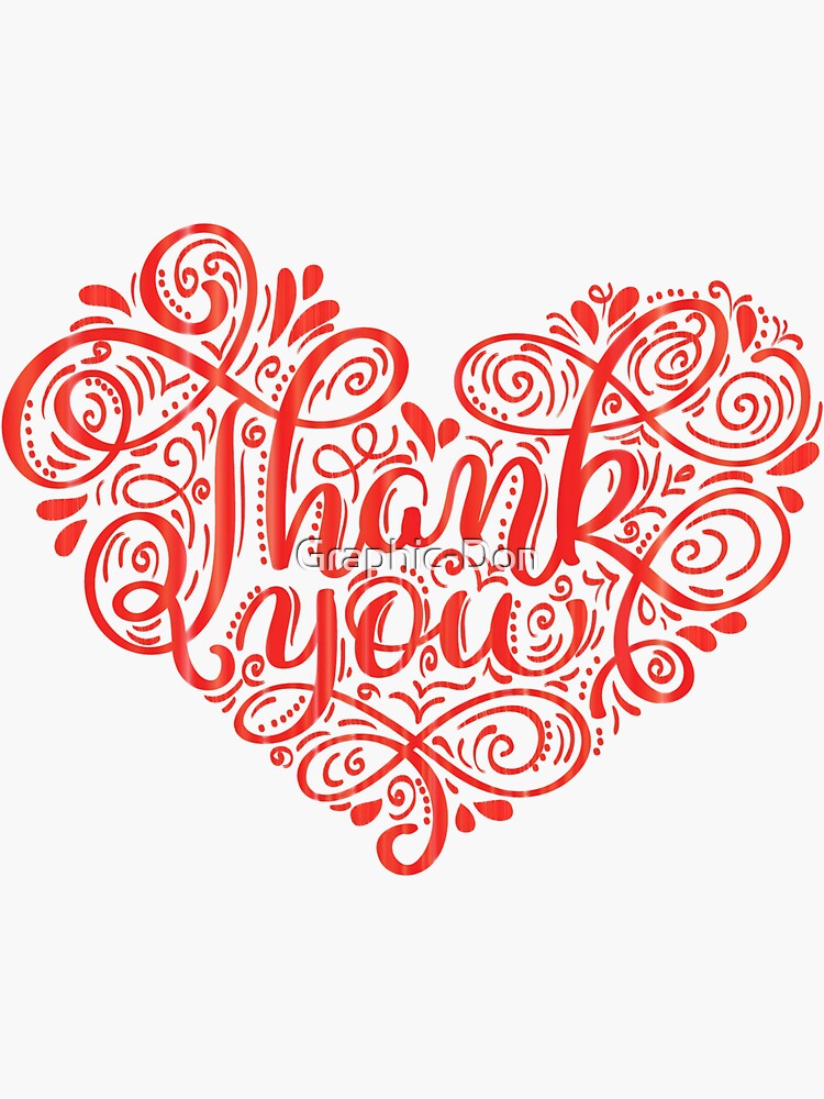 "Calligraphy Transparent "Thank You" Phrase - Red Color" Sticker for ...