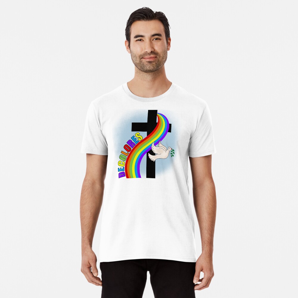 "DeColores Cursillo Rainbow With Cross and Peace Dove (White)" Sticker ...