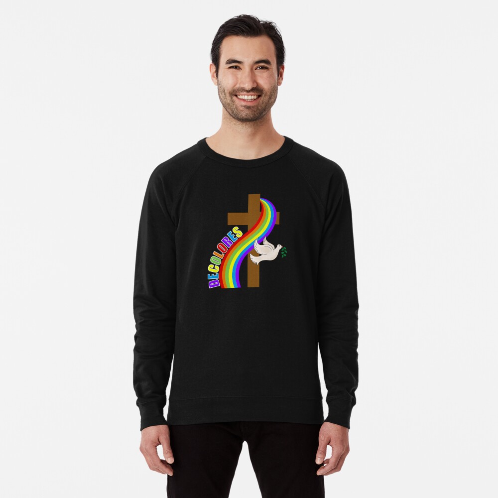"DeColores Cursillo Rainbow With Cross and Peace Dove (Black)" Sticker ...