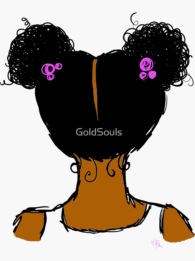 "Girl with Afro Puffs - Gold Souls Original Sketch" Sticker for Sale by ...