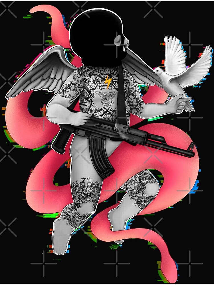 "Tattooed riot angel with dove(on white)" Poster for Sale by Meakm-art ...