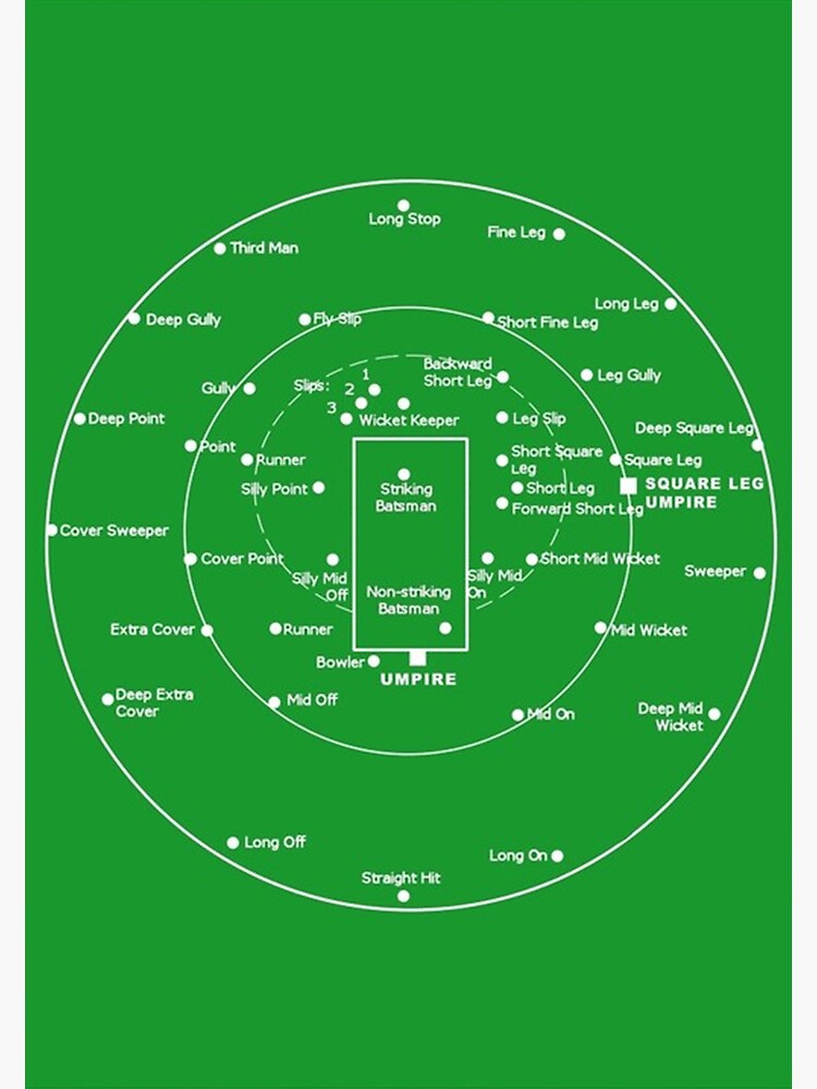 CRICKET PITCH POSITIONS- Fielding Positions Diagram classic Premium ...