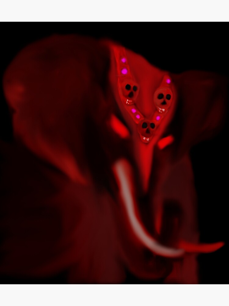"Red fading gothic elephant spirit decorated with skulls" Poster for ...