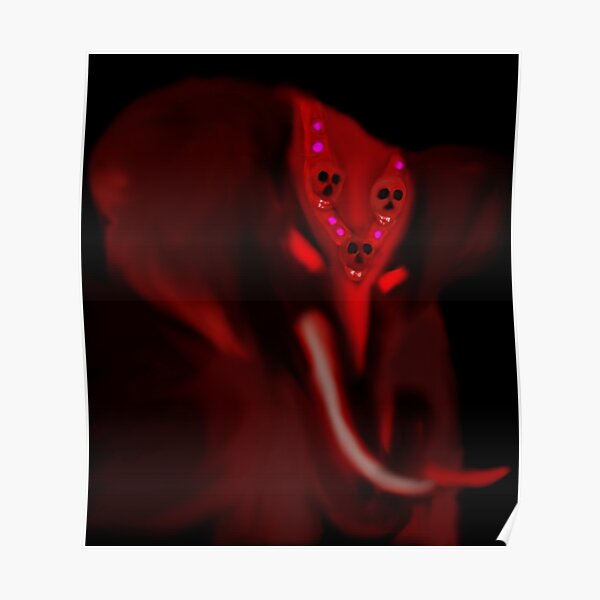 "Red fading gothic elephant spirit decorated with skulls" Poster for ...