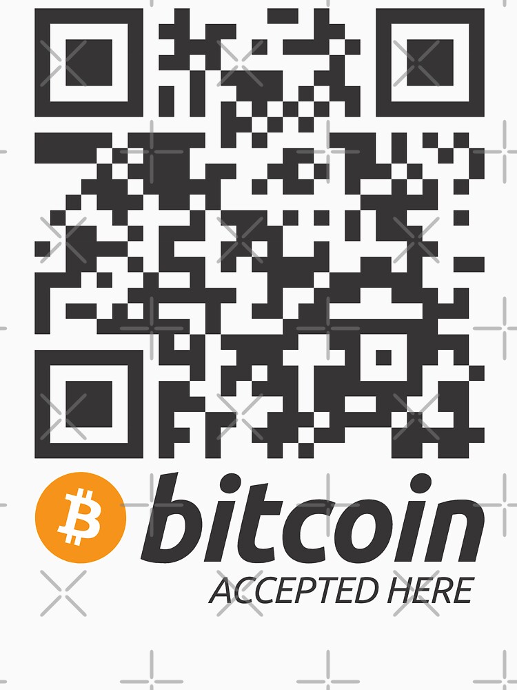 "Bitcoin Accepted Here QR Code" T-shirt by goodspy | Redbubble ...