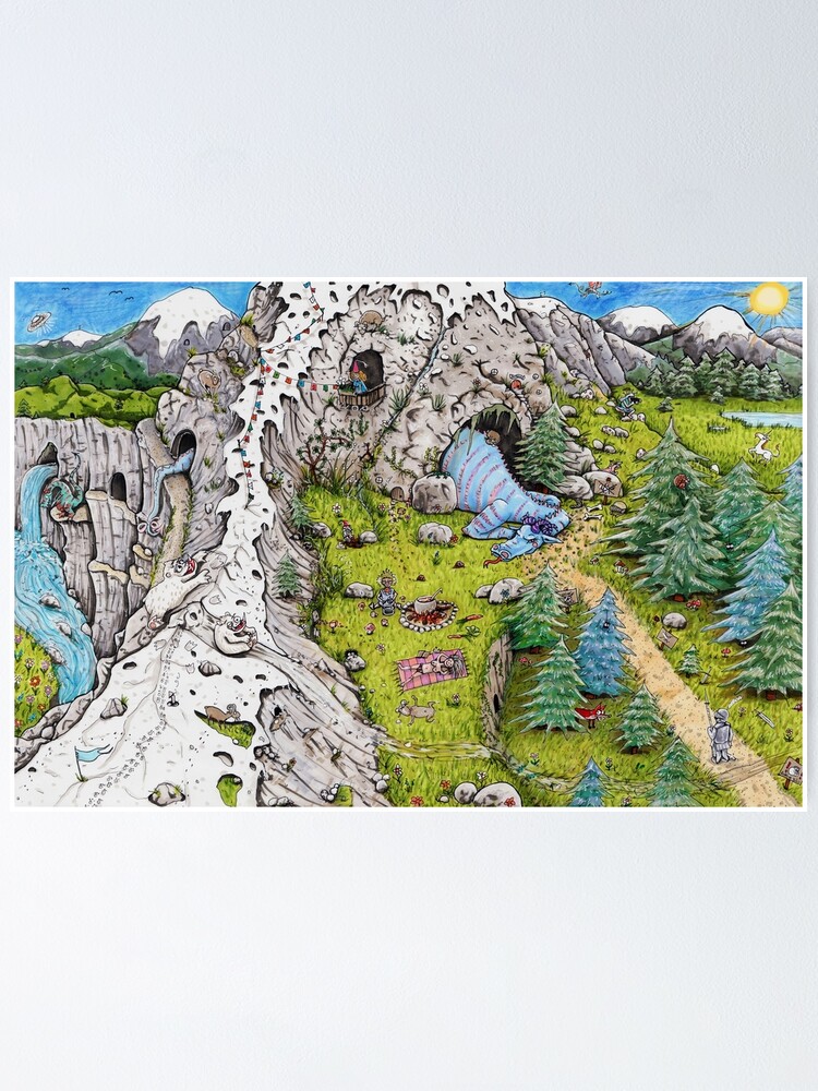 "Hidden object mountains dragon" Poster by thelowerdreams | Redbubble