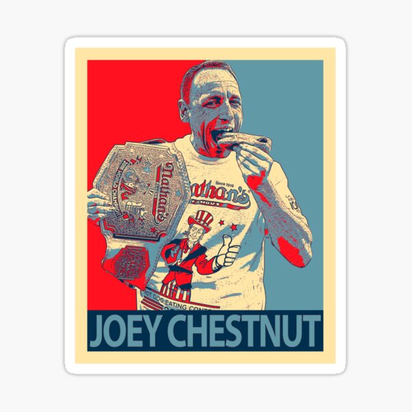 "Joey Chestnut champion " Sticker for Sale by FlutterArtDes | Redbubble
