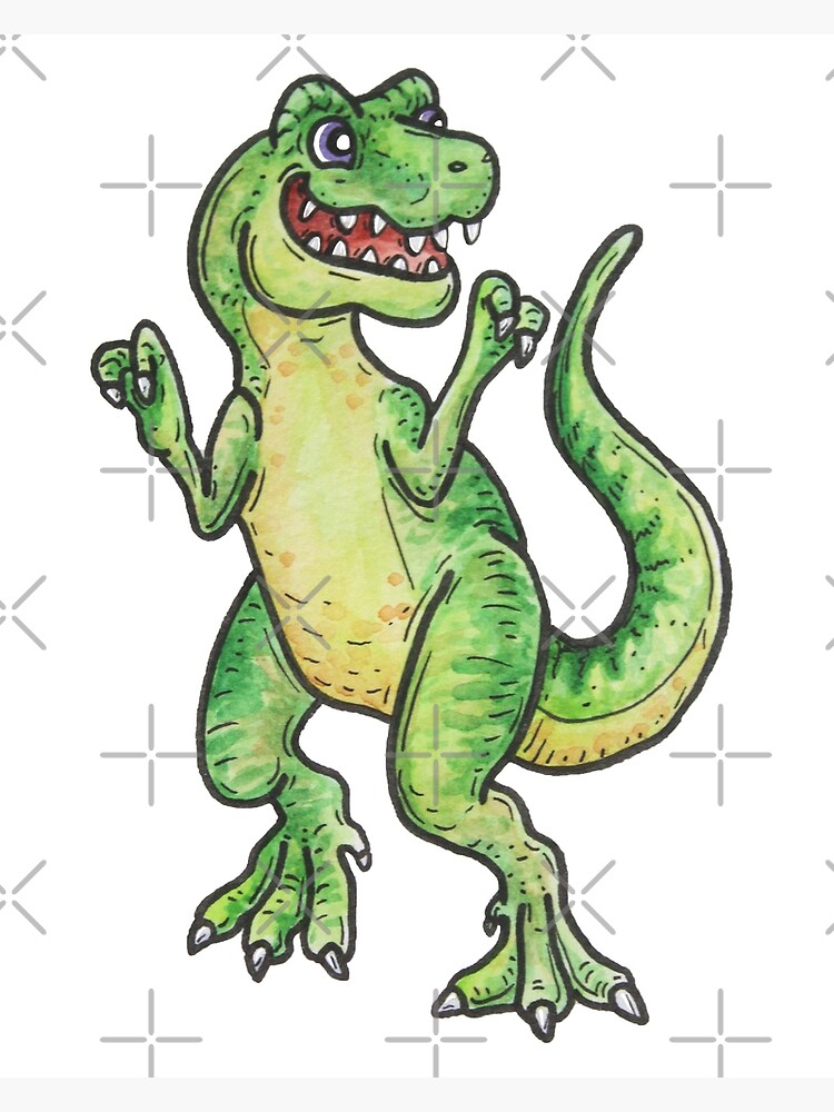 "Green T Rex Dino Friend" Poster for Sale by marsunicornio | Redbubble