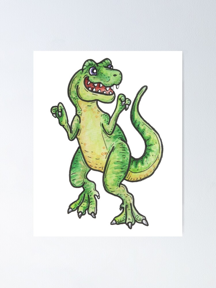 "Green T Rex Dino Friend" Poster for Sale by marsunicornio | Redbubble