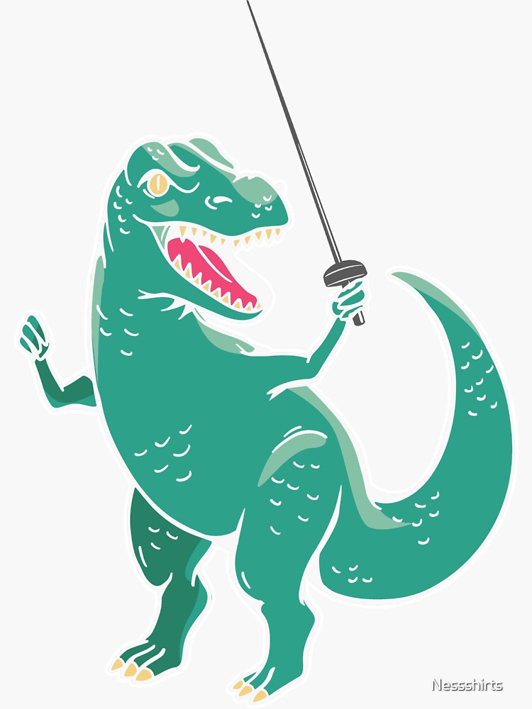 "Funny Dinosaur Fencing Humor For A Trex Dino Lover Fencer" Sticker for ...