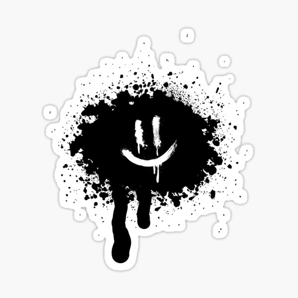 "Black and white Splatter smiley face" Sticker for Sale by Simovations ...