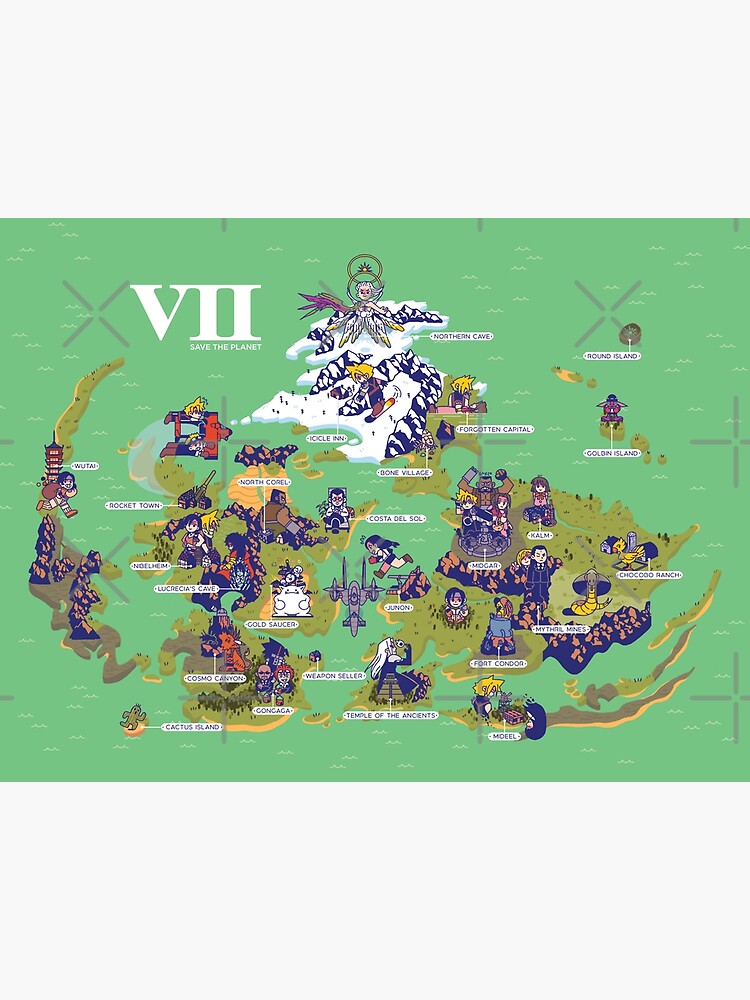 "FFVII World Map - Final Fantasy" Poster for Sale by genshinimpact9 ...