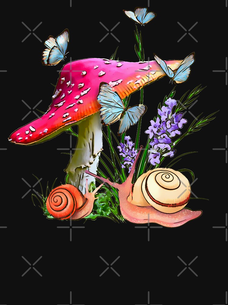 "Cute Snails Little Flowers Mushroom and Butterflies Retro Cottage Core ...