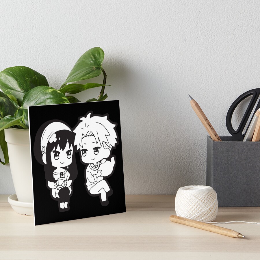 "Loid And Yor Forger Chibi Black And White" Art Board Print for Sale by ...
