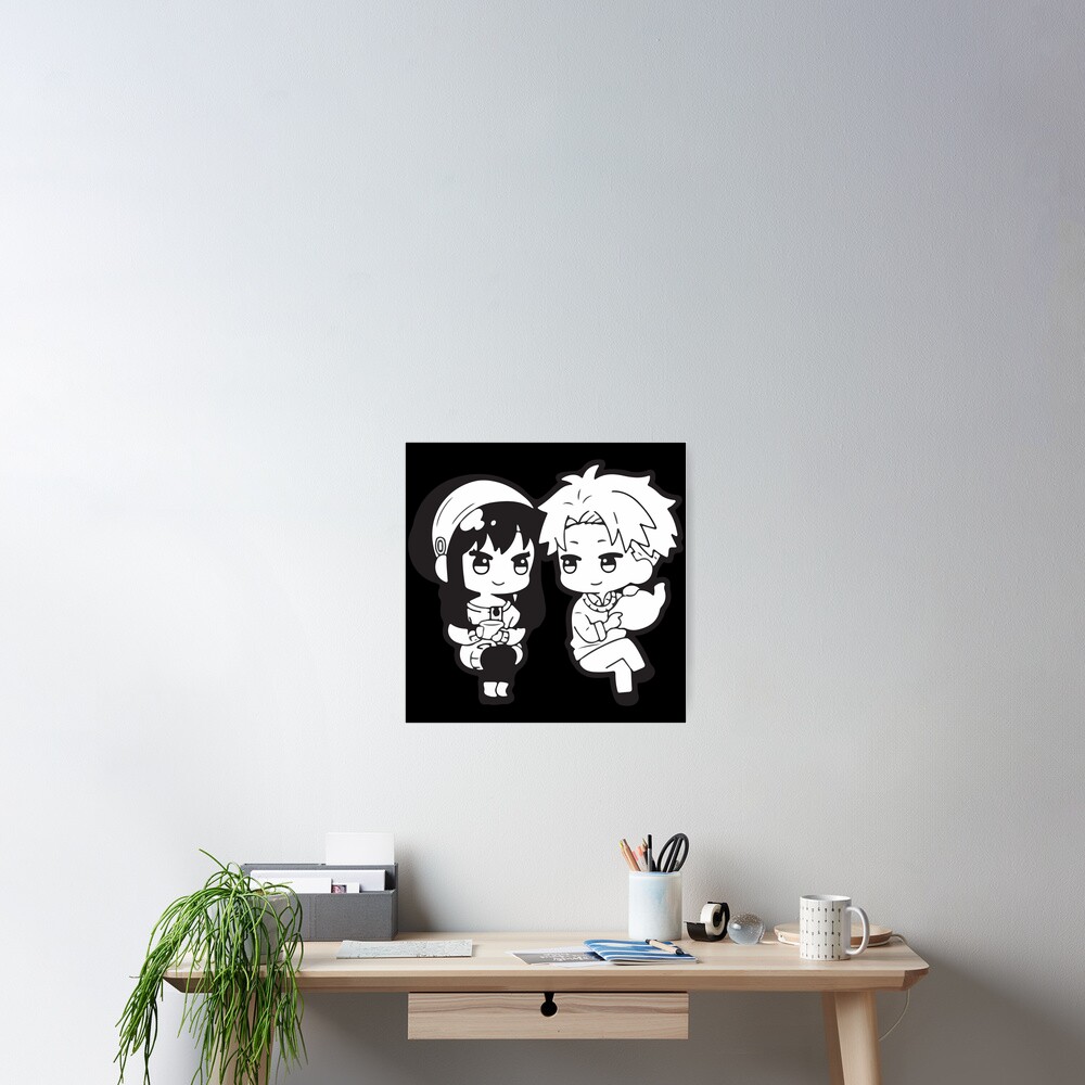 "Loid And Yor Forger Chibi Black And White" Poster for Sale by ...