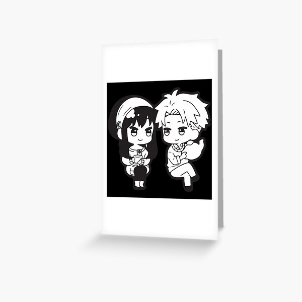 "Loid And Yor Forger Chibi Black And White" Greeting Card for Sale by ...