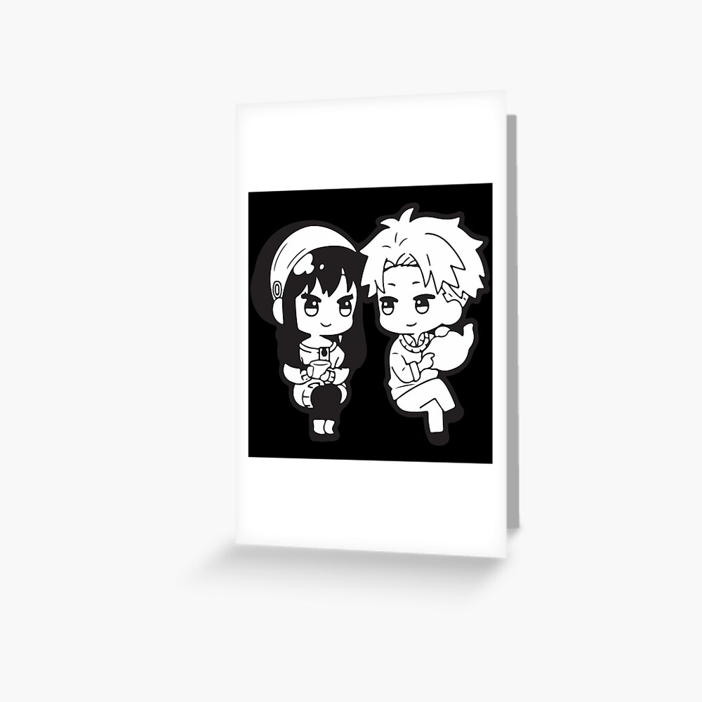 "Loid And Yor Forger Chibi Black And White" Greeting Card for Sale by ...